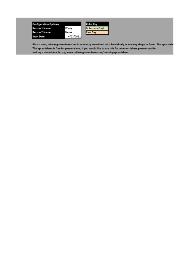 Insanity Workout Progress Tracker Spreadsheet | PDF | Obesity | Body Shape
