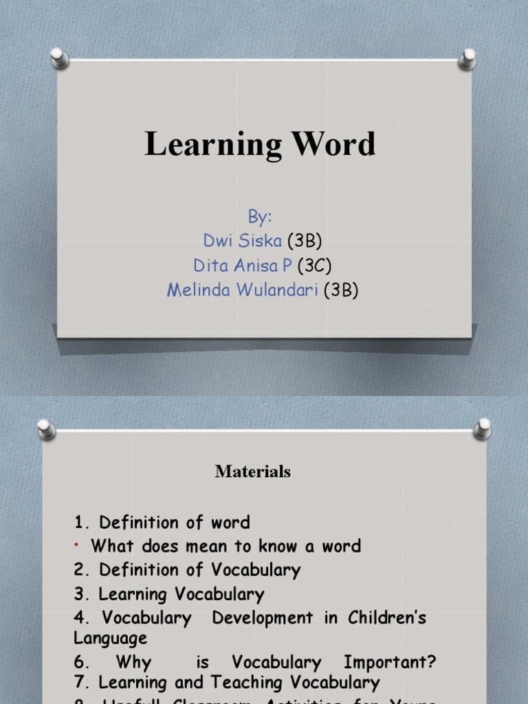 Learning Word | PDF | Vocabulary | Word