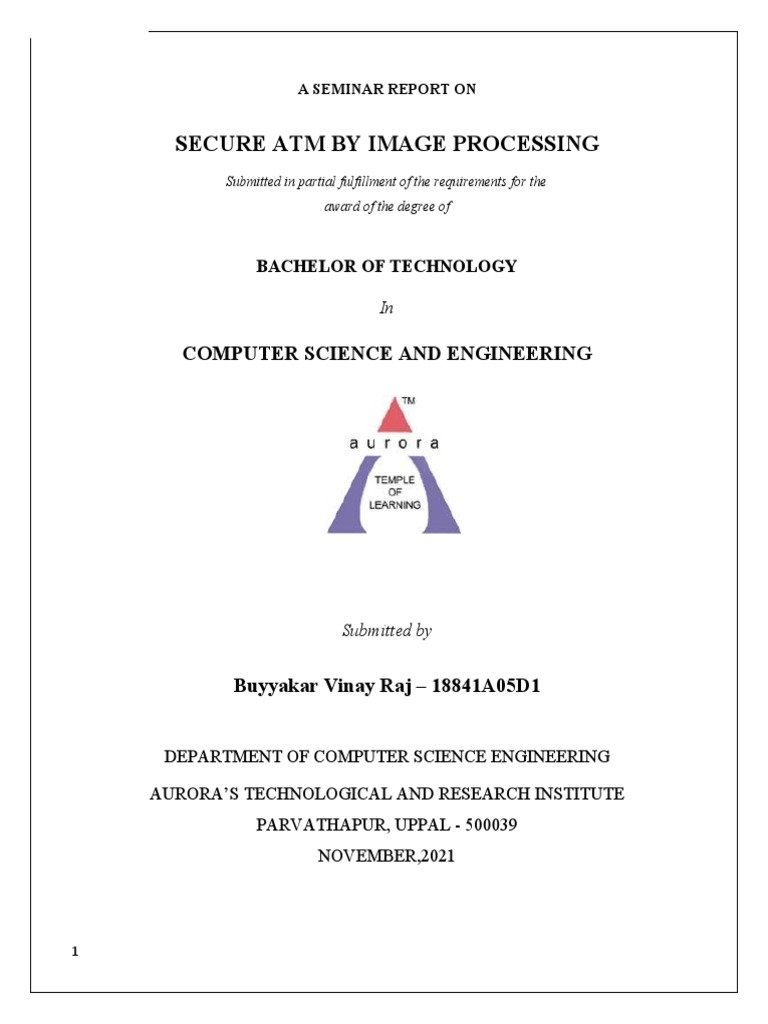 Seminar Report Final 2 | PDF | Biometrics | Automated Teller Machine
