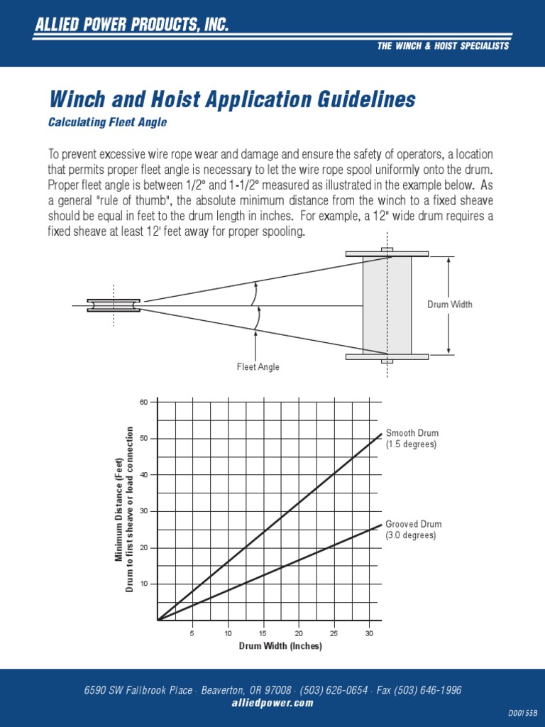 Winch and Hoist Application Guidelines: Calculating Fleet Angle | PDF