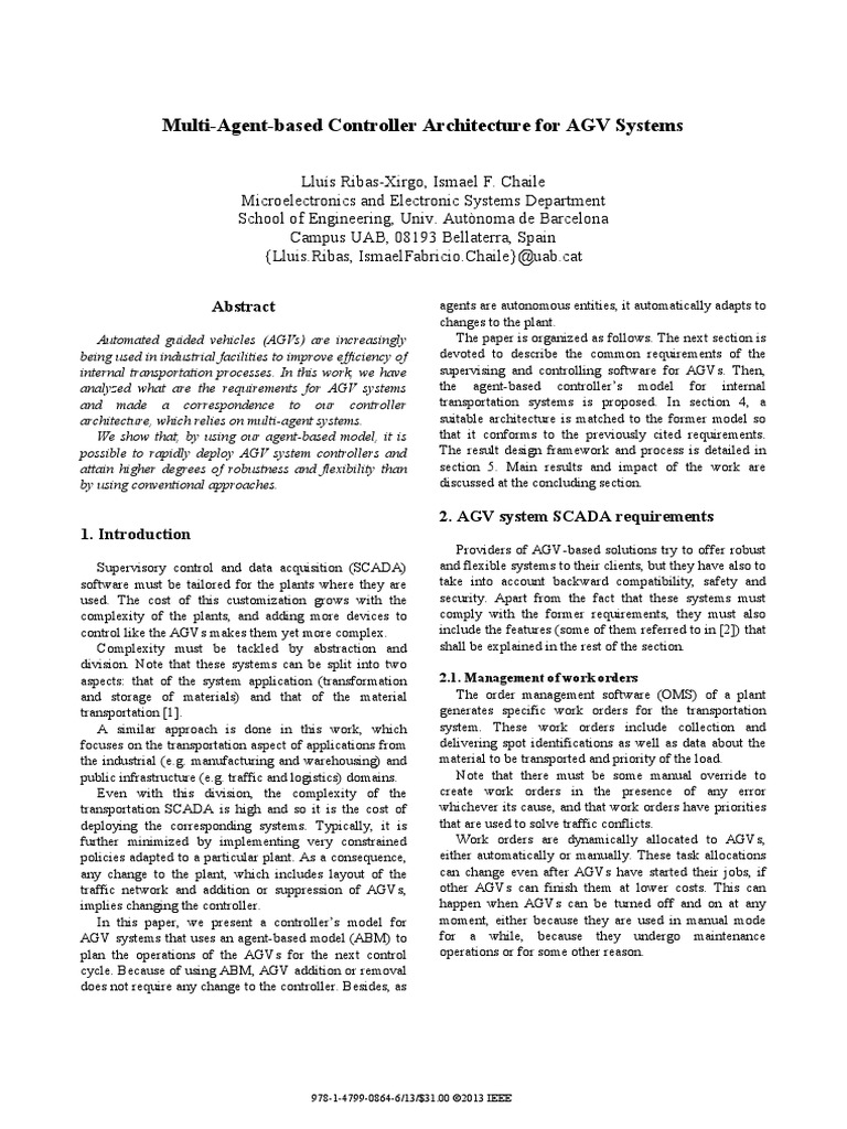 Multi-Agent-based Controller Architecture For AGV Systems | PDF | Agent ...