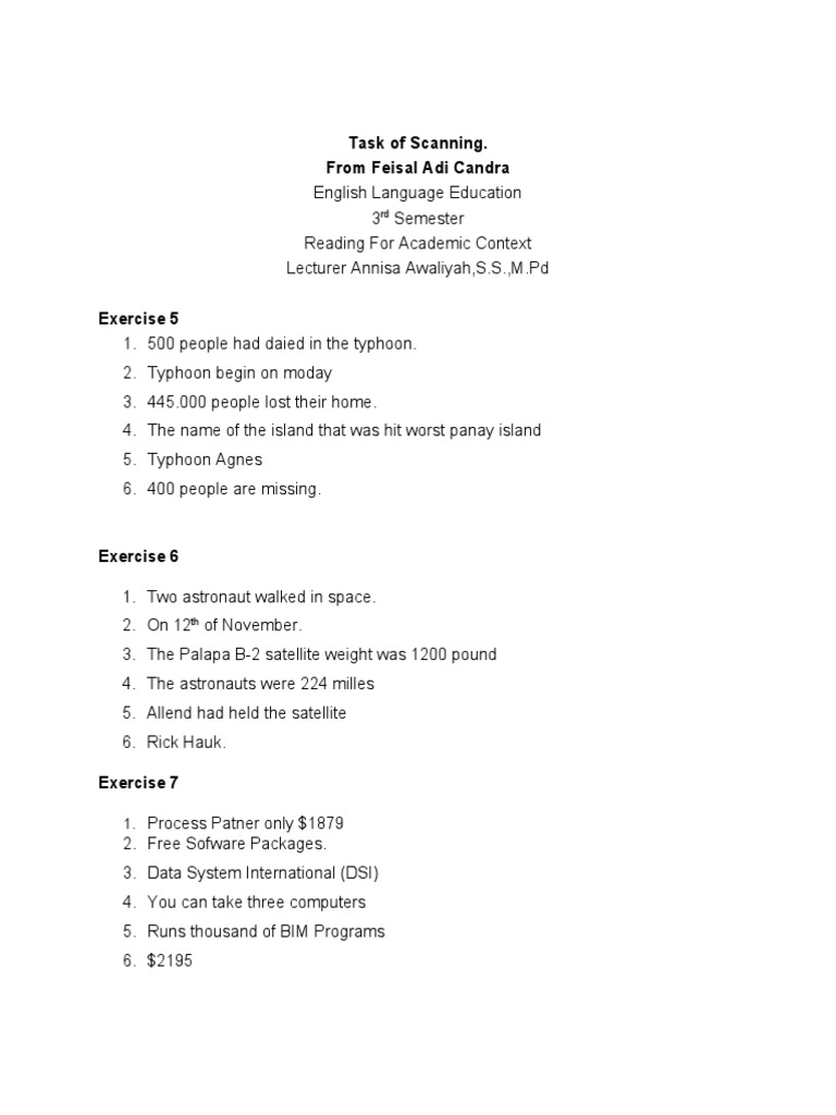 Task of Scanning. From Feisal Adi Candra | PDF