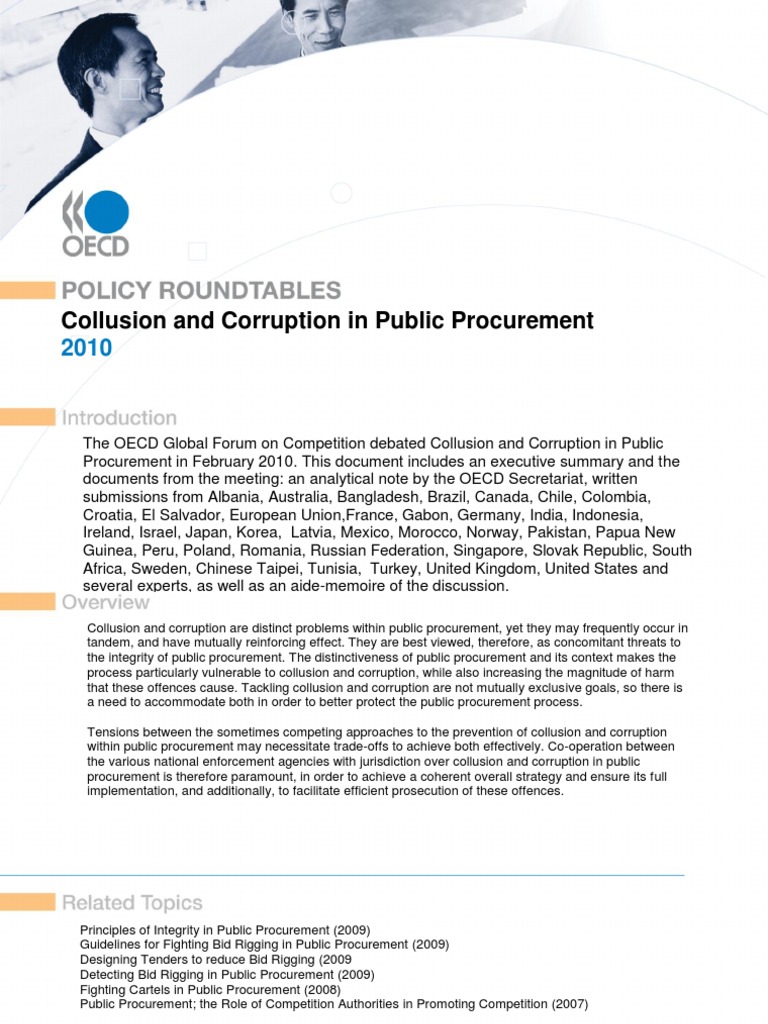Oecd - Public Procurement Reducing Corruption | PDF | Corruption | Competition Law