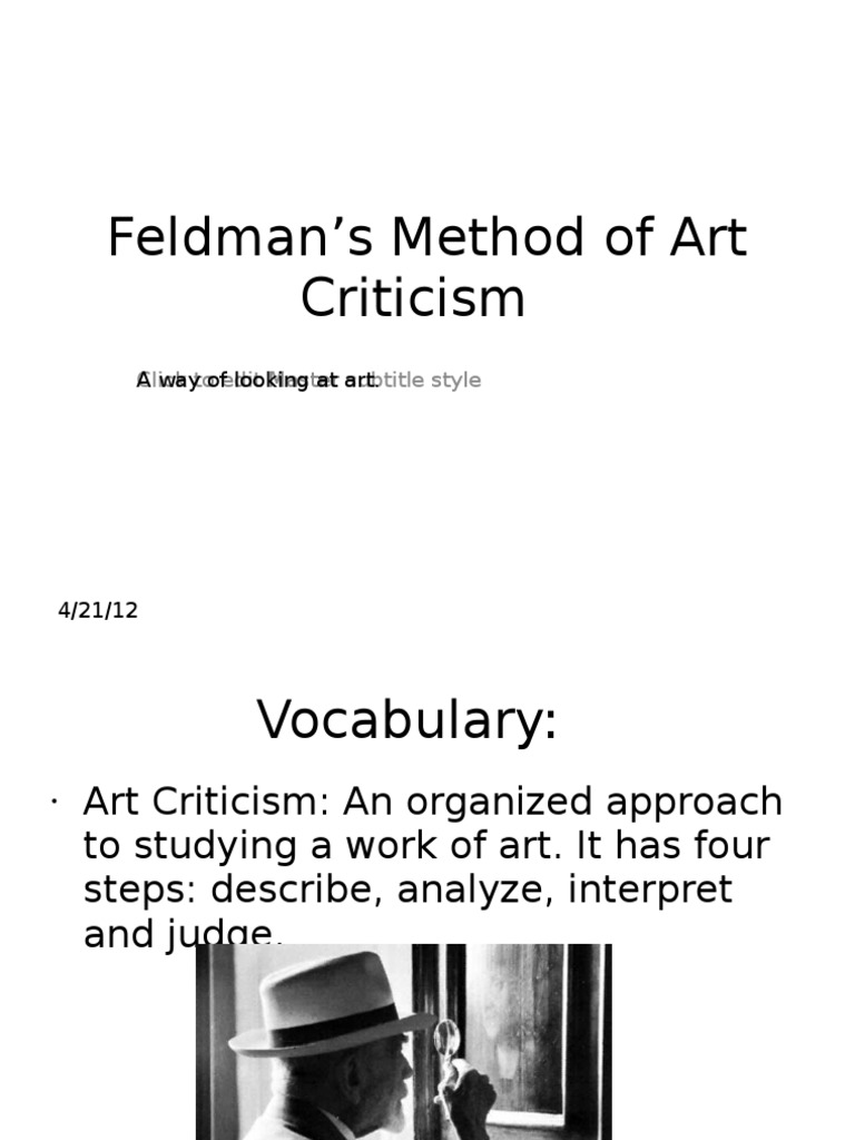 Feldman's Method of Art Criticism: Click To Edit Master Subtitle Style ...