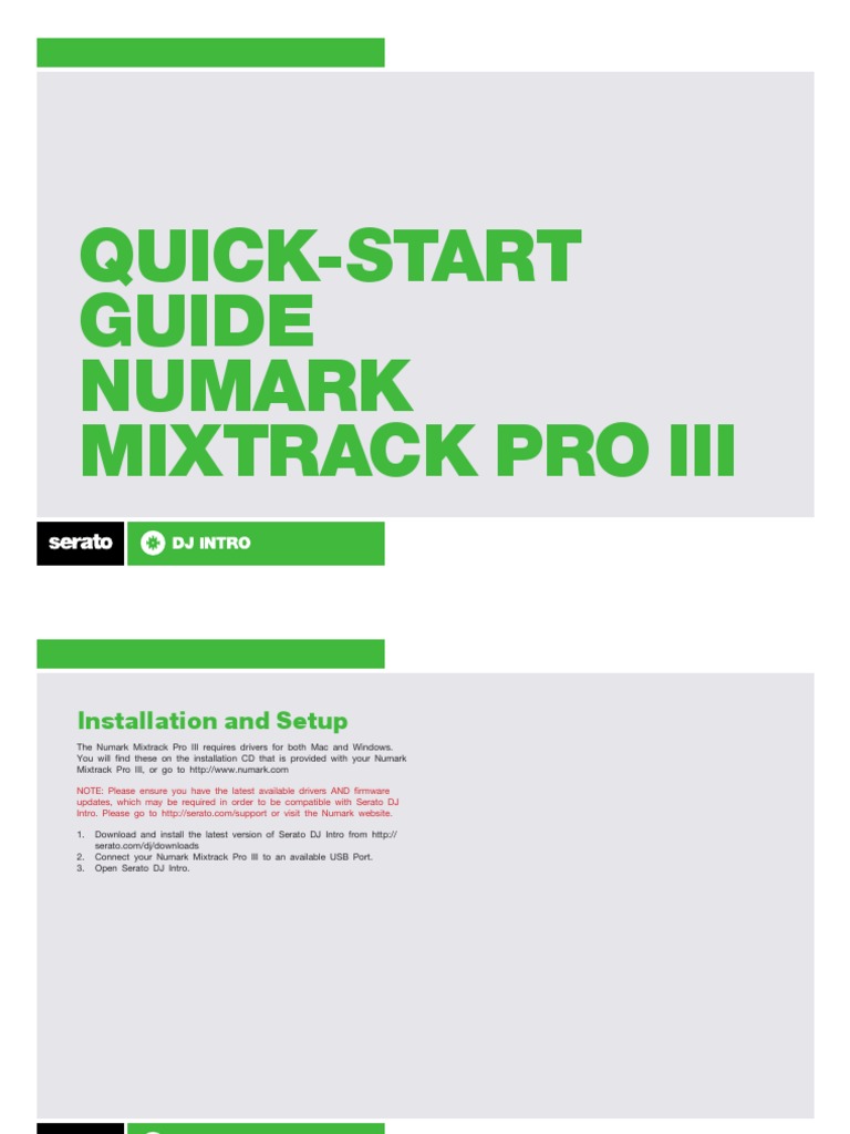 Serato DJ Intro Numark Mixtrack Pro III Quickstart Guide | PDF | Computing | Software