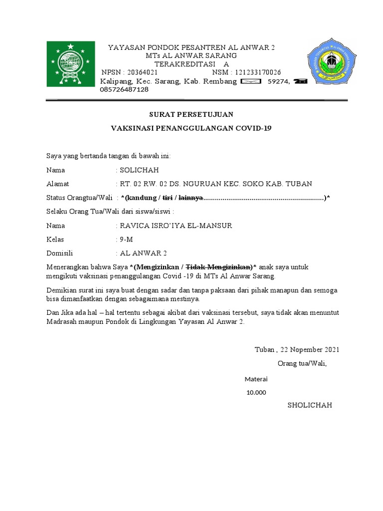 SURAT IJIN VAKSINASI-dikonversi | PDF