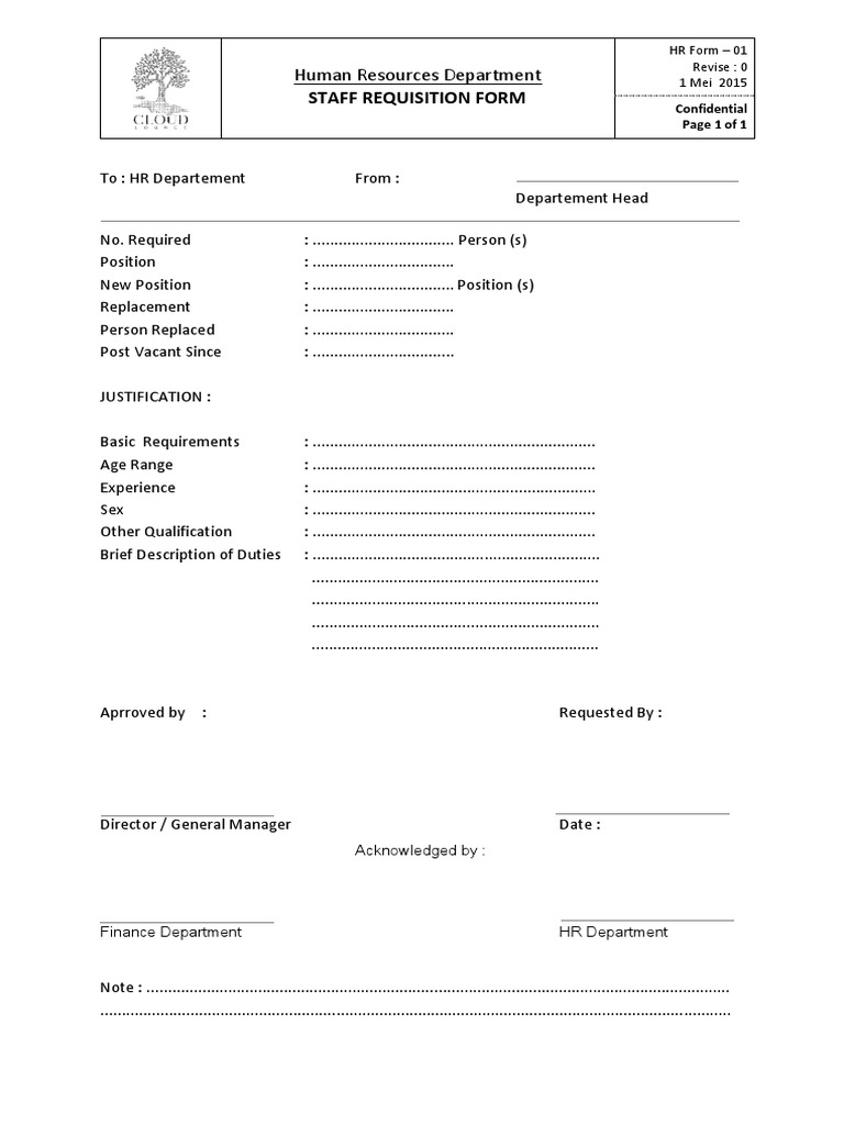 Hr-01 Staff Requisition Form | Download Free PDF | Employment