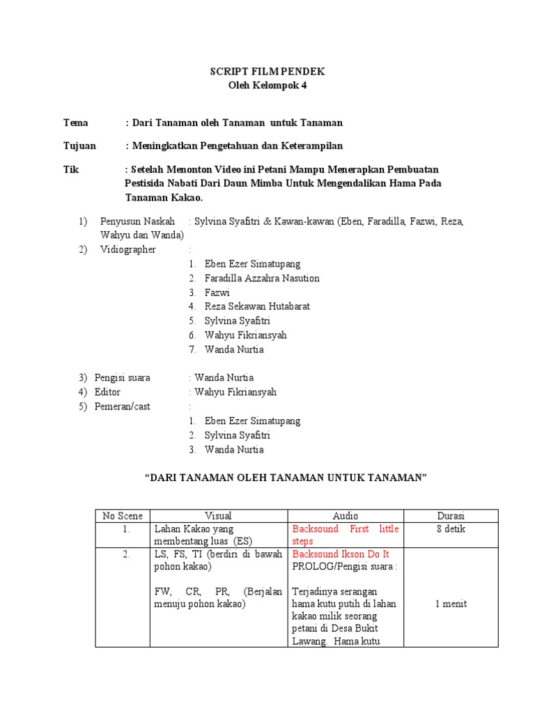 Script Film Pendek Kelompok 4 | PDF