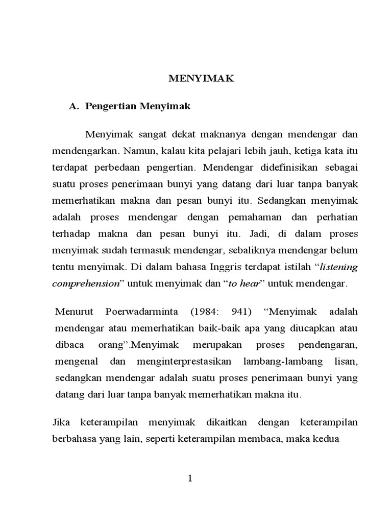 Materi K Menyimak I | PDF | Seni & Disiplin Bahasa | Kajian Bahasa Asing