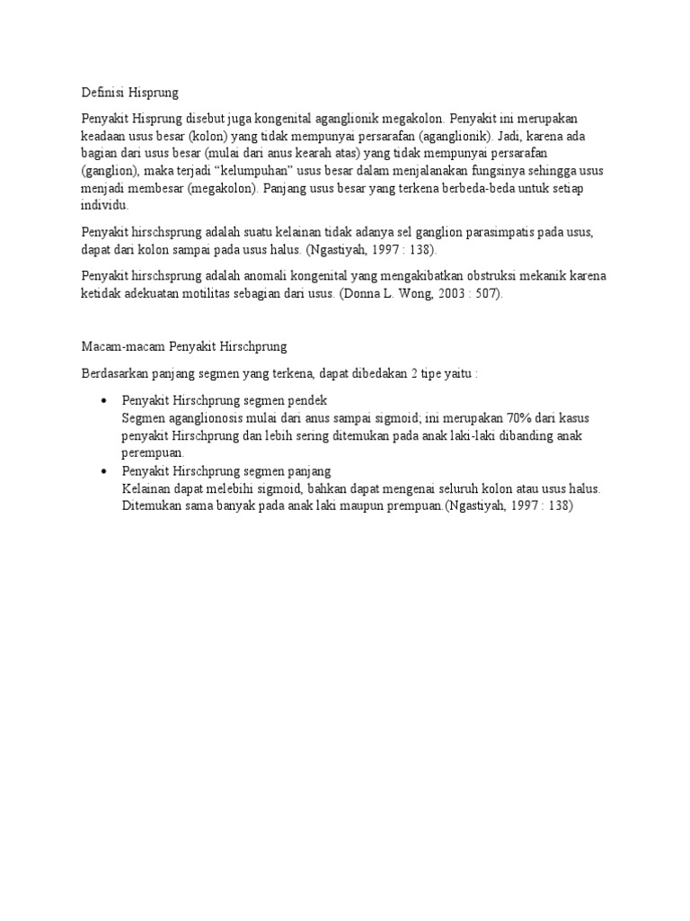 Definisi Dan Jenis-Jenis Hisprung | PDF