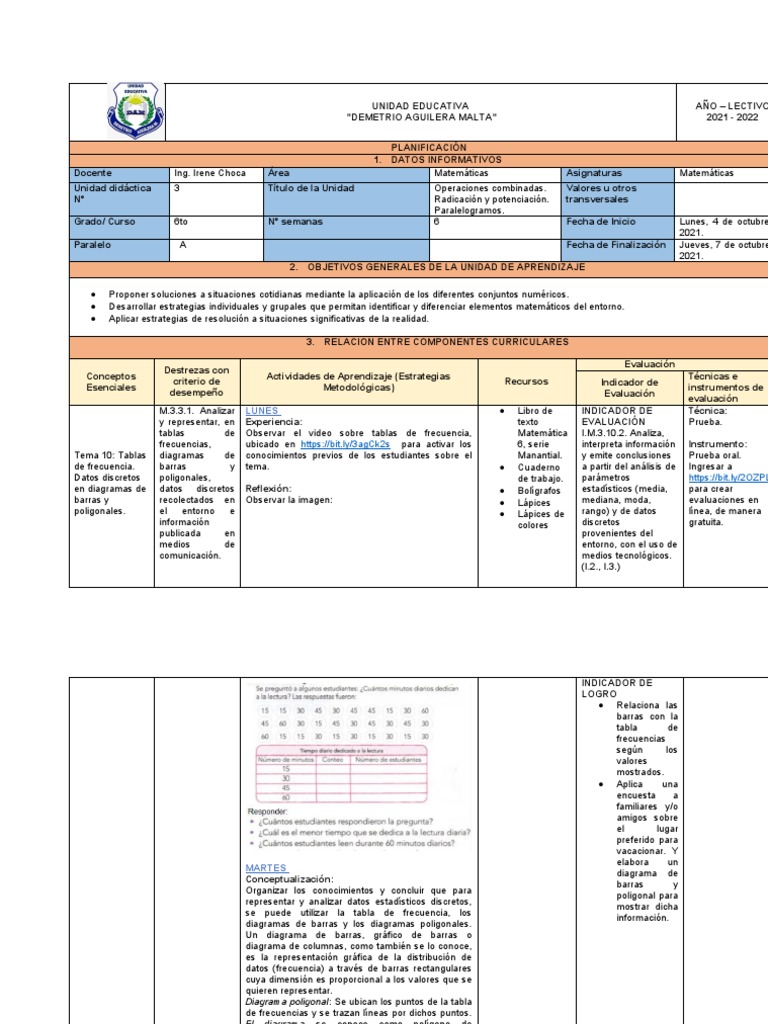 Planificación Matemáticas 6to Grado | PDF | Evaluación | Estadísticas