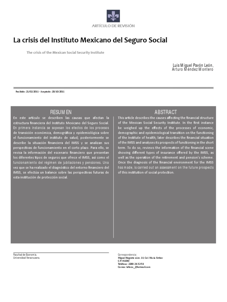 Crisis Del Imss - Art | PDF | Epidemiología | Demografía