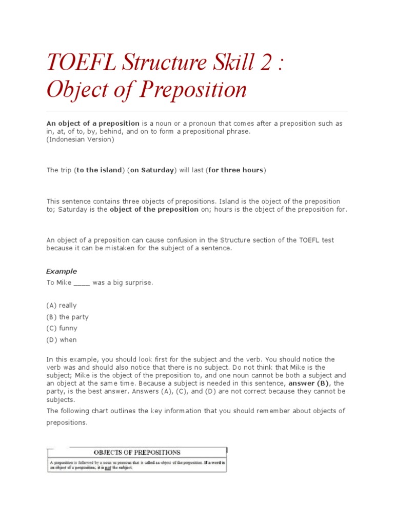 TOEFL Structure Skill 2 | PDF | Object (Grammar) | Preposition And ...