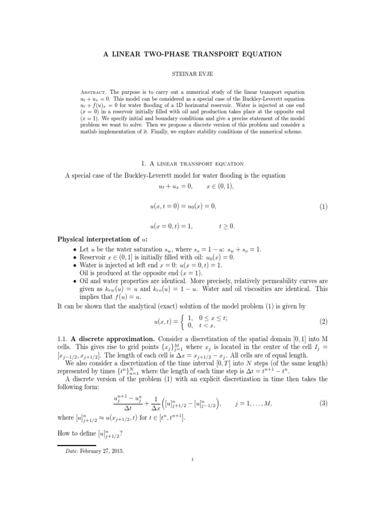 3a Project Transport | PDF | Equations | Numerical Analysis