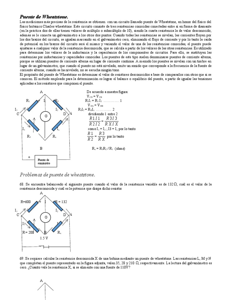 Puente de Wheatstone | PDF | Resistencia Eléctrica y Conductancia ...