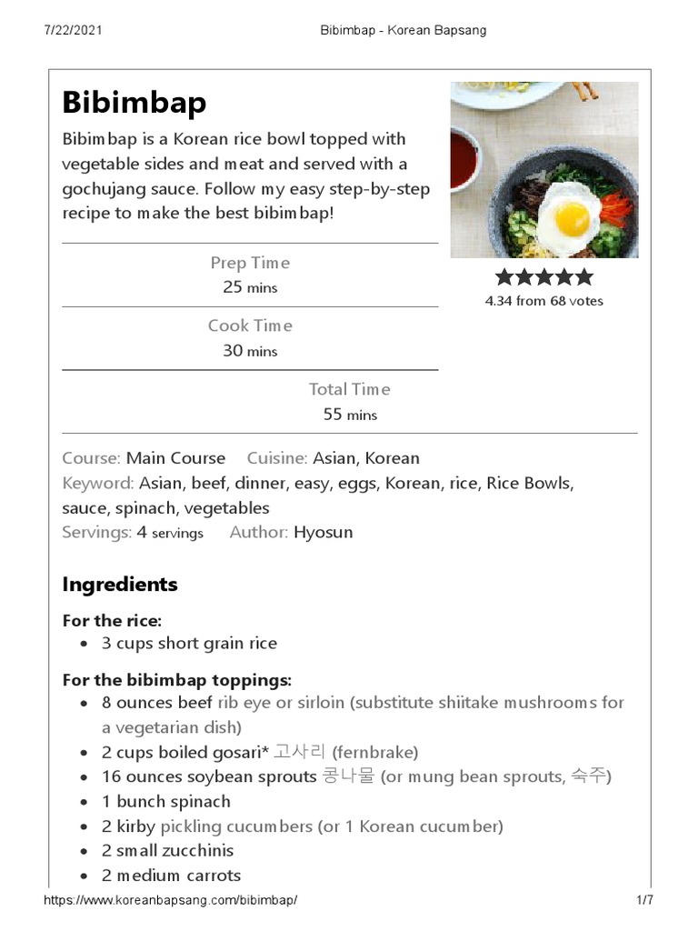 Bibimbap | PDF | Korean Cuisine | Foods
