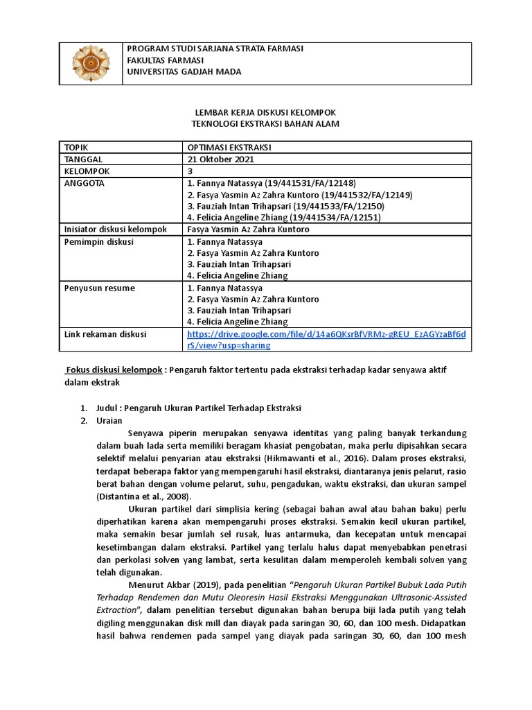 B.I.3 - Pengaruh Ukuran Partikel Terhadap Ekstraksi | PDF