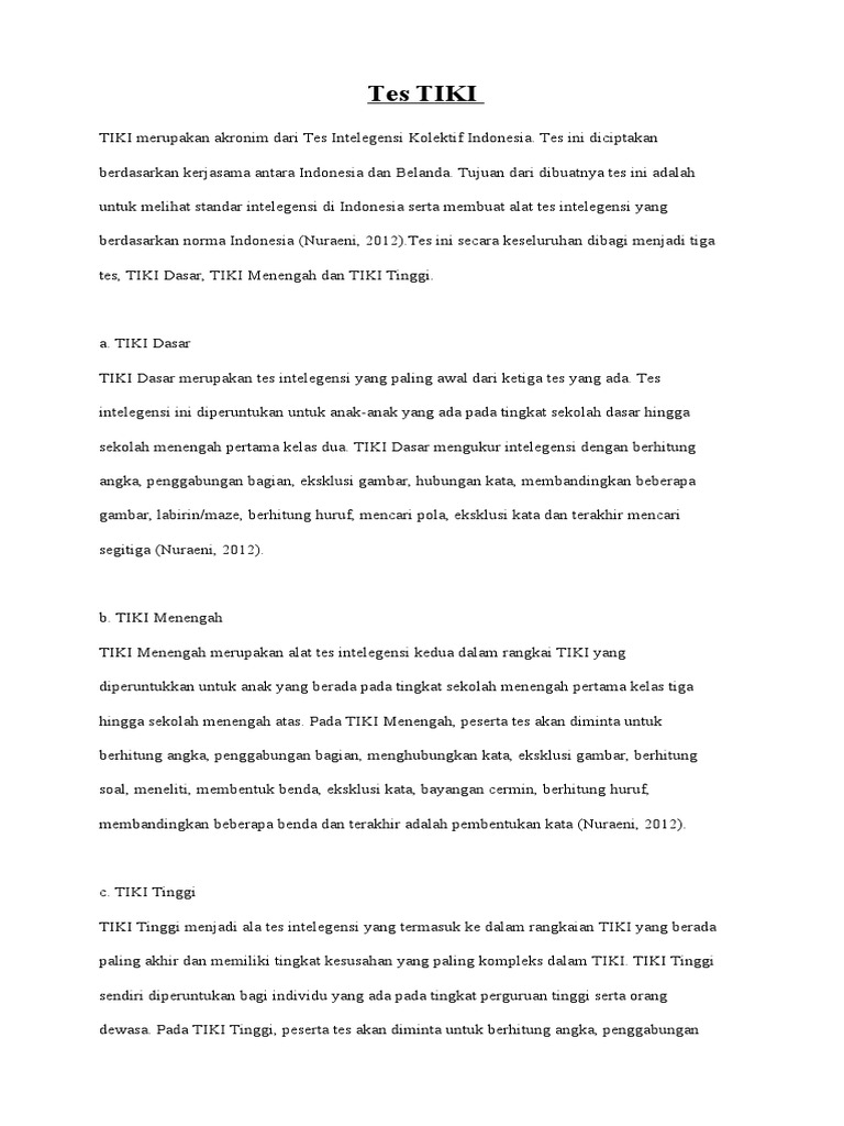 Tes 'TIKI' | PDF