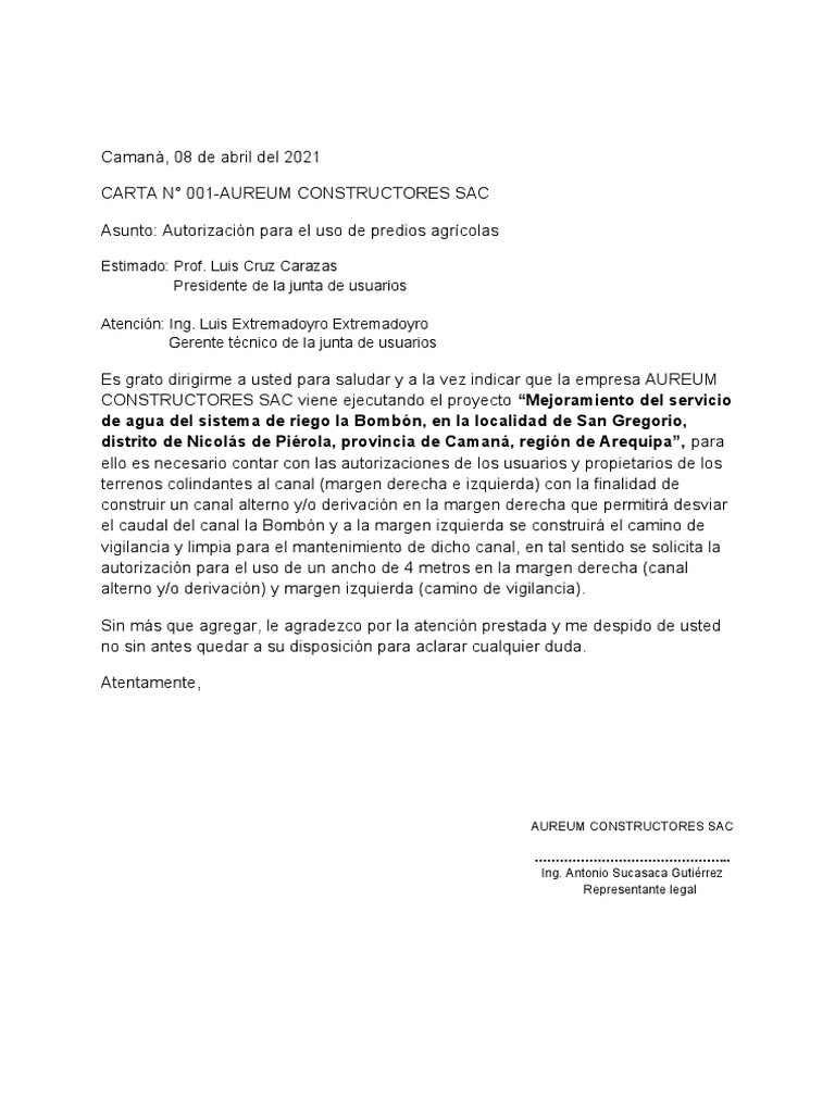 Modelo de Carta de Autorización | PDF