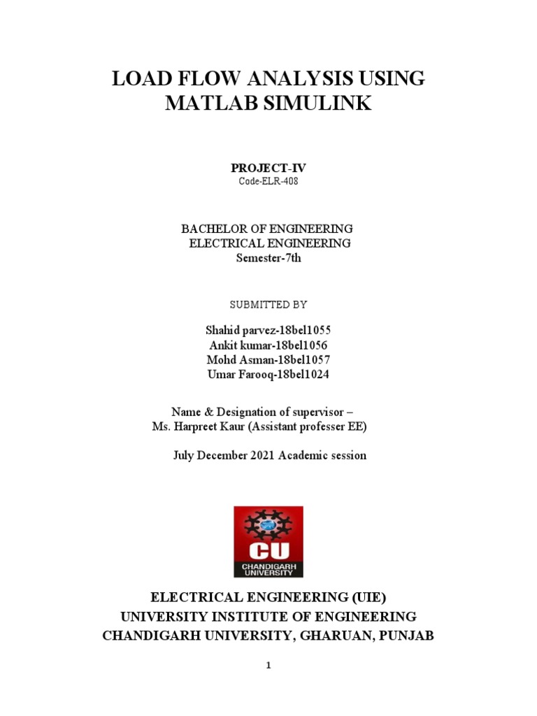 Load Flow Analysis Using Matlab Simulink: Project-Iv | PDF | Engineering | Power (Physics)