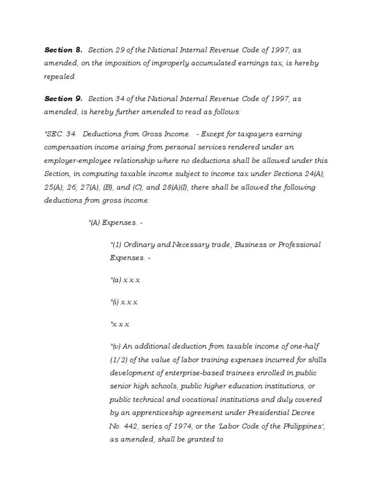 Notes - Tax I - Create Law - Nov 22 | PDF | Tax Deduction | Expense
