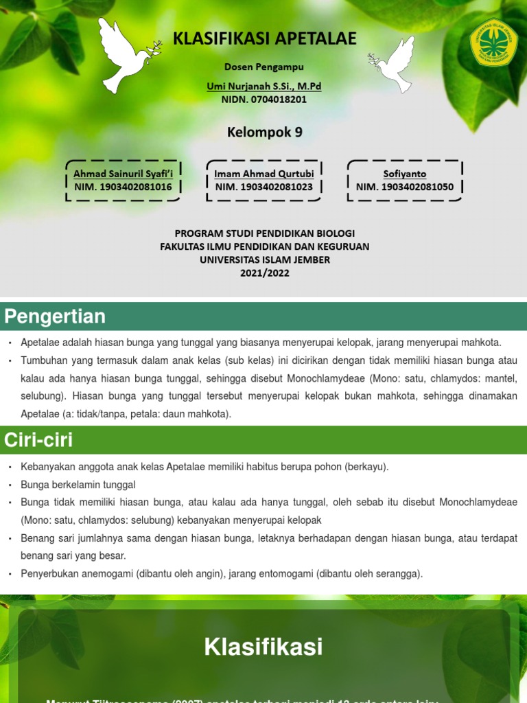 Klasifikasi dan Ciri Apetalae | PDF