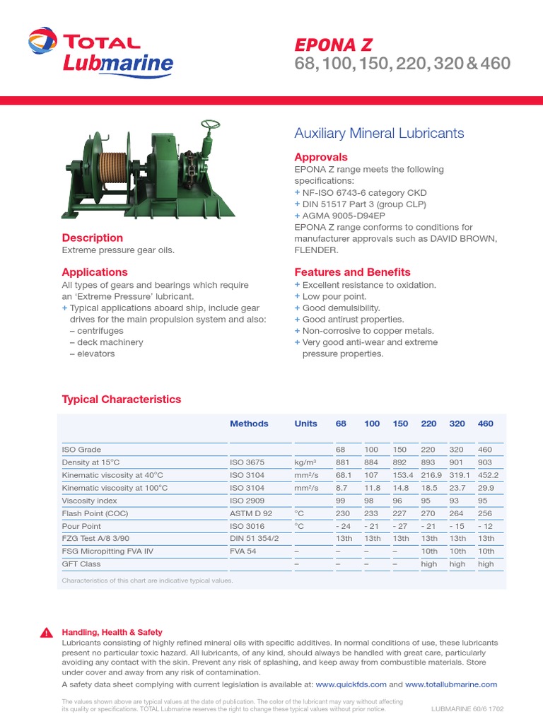 Epona-Z-68 TDS v171023 | PDF | Lubricant | Chemistry