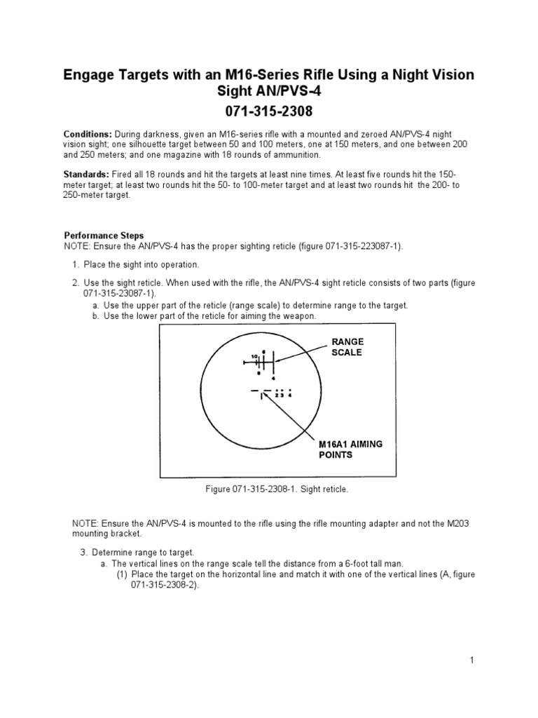 Engage Targets With An M16-Series Rifle Using A Night Vision Sight AN ...
