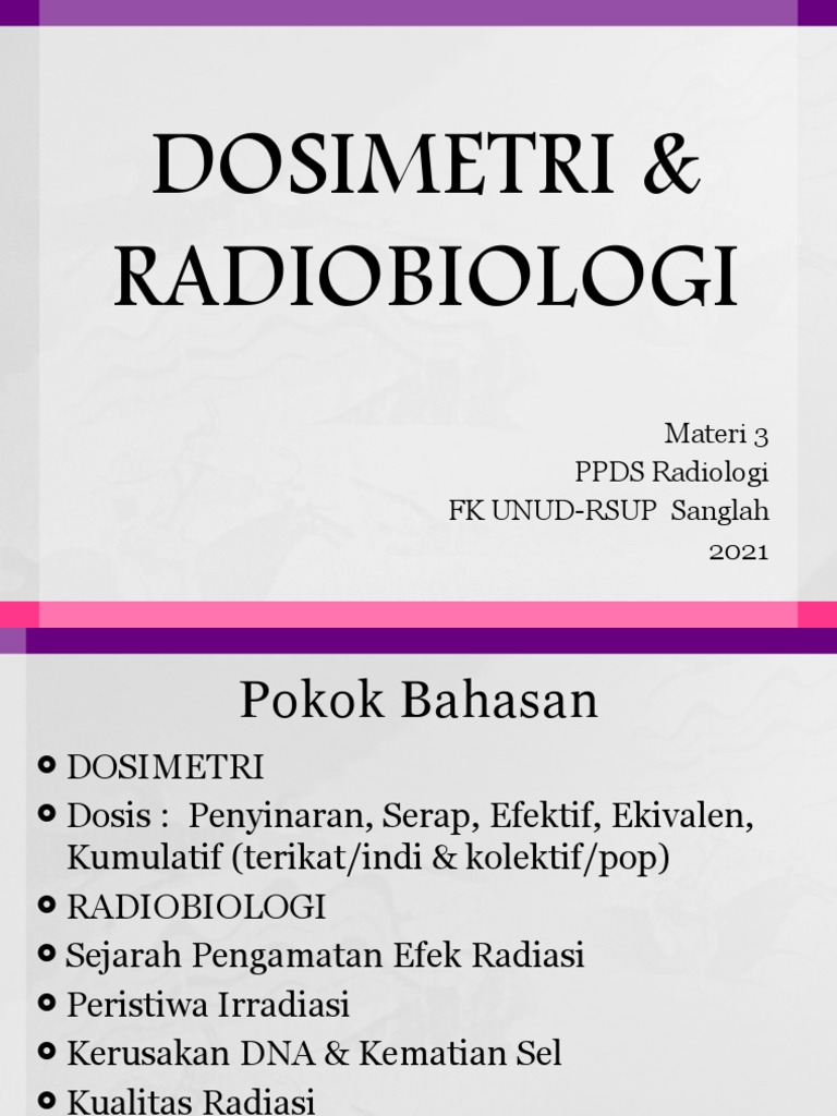 3 Dosimetri & Radiobiologi | PDF