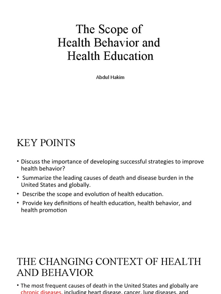 Scope of Health Education and Behavior | PDF | Behavior | Chronic Condition