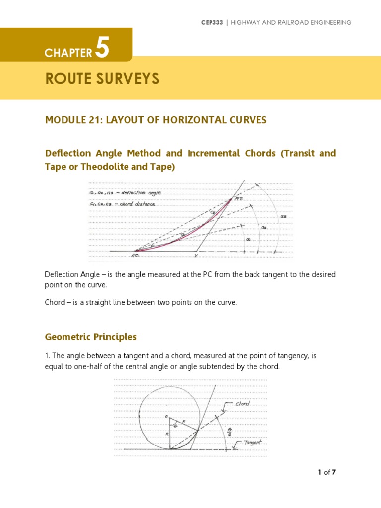 Module 21 - Layout of Horizontal Curves | PDF | Angle | Tangent