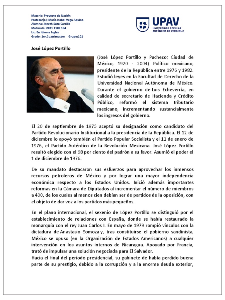 José López Portillo Biografia y Aportes | PDF | México