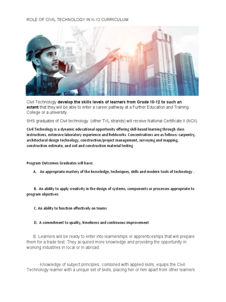 Civil Technology in K-12 Education | PDF