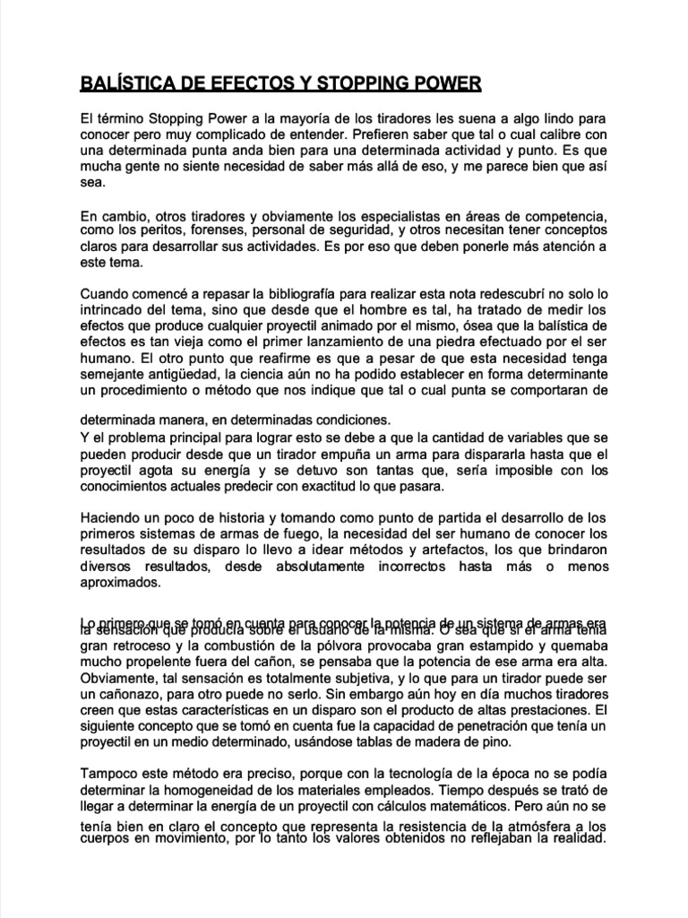 PDF Balistica de Efectos y Stopping Power DL | PDF | Proyectiles | Balística