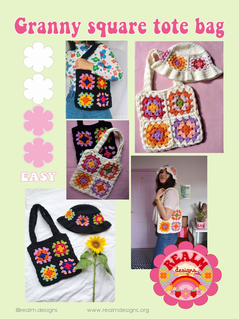 Granny Squares Tote Bag: Instructions for Creating a Reusable Bag Using ...