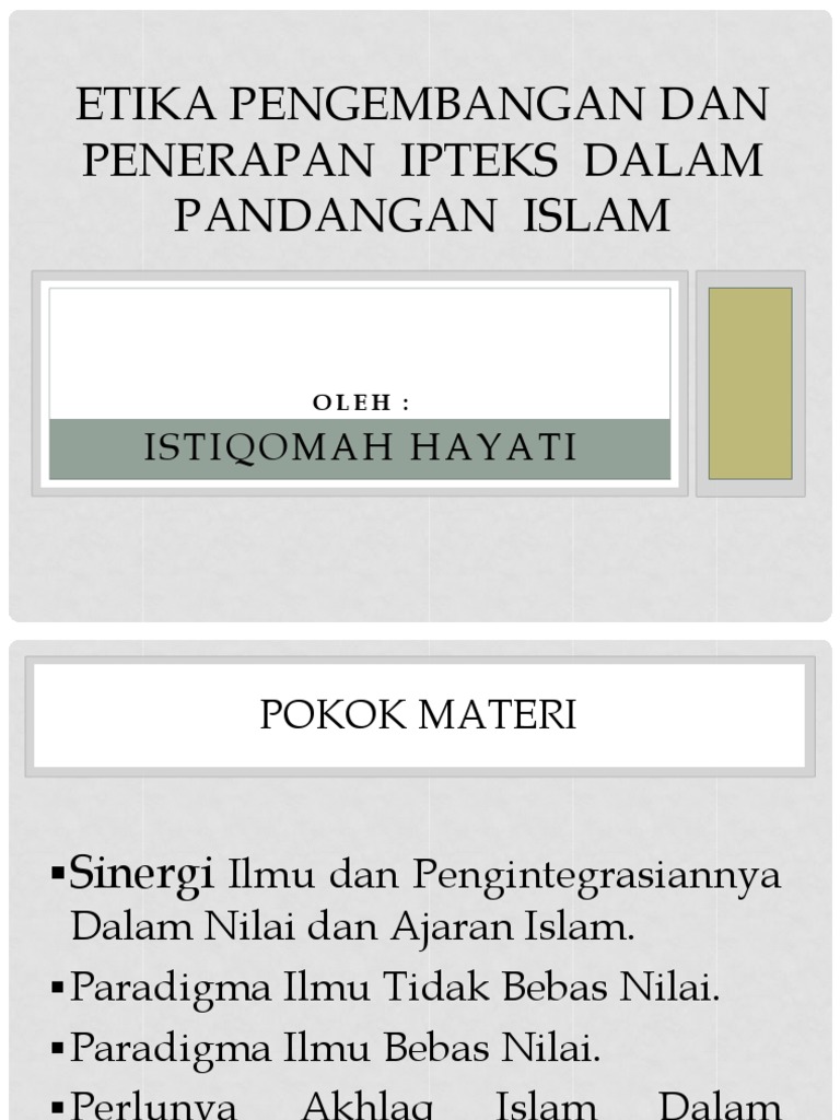 Etika Pengembangan Dan Penerapan Ipteks Dalam Pandangan Islam | PDF Etika Pengembangan Dan Penerapan Ipteks Dalam Pandangan Islam | PDF