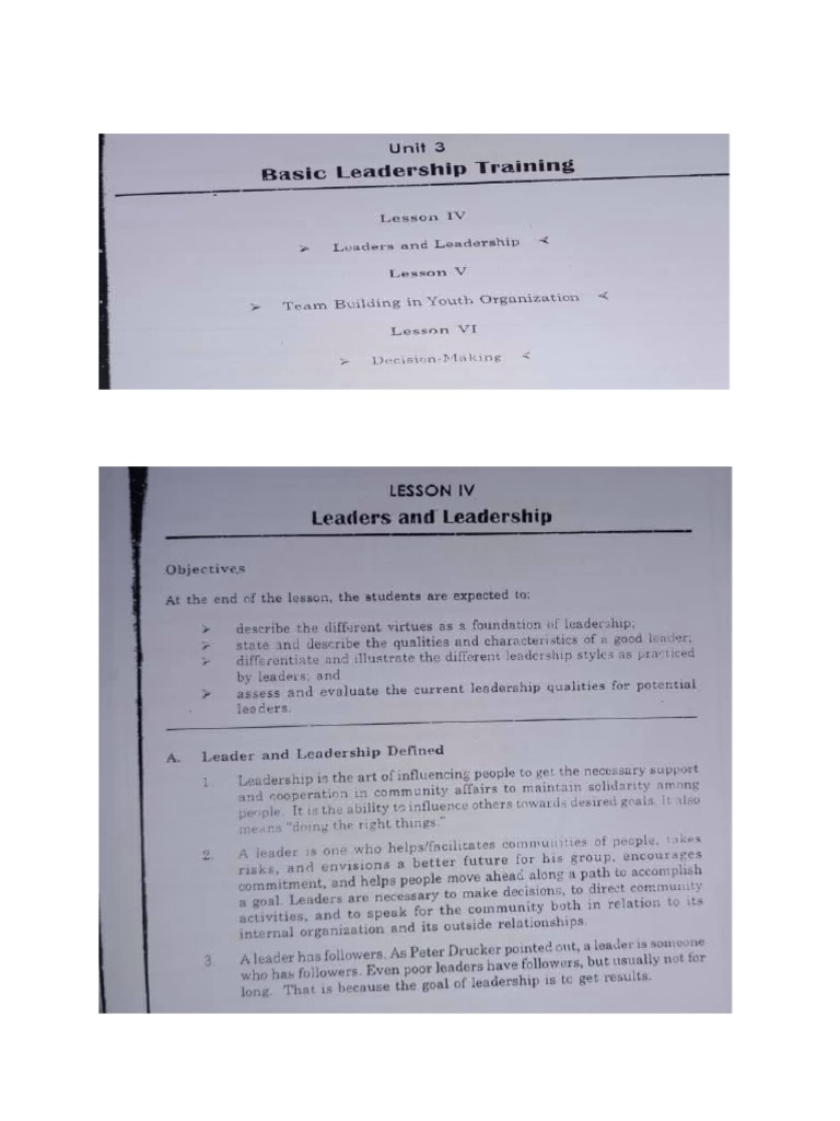 Unit 3 Basic Leadership Training | PDF | Leadership | Goal