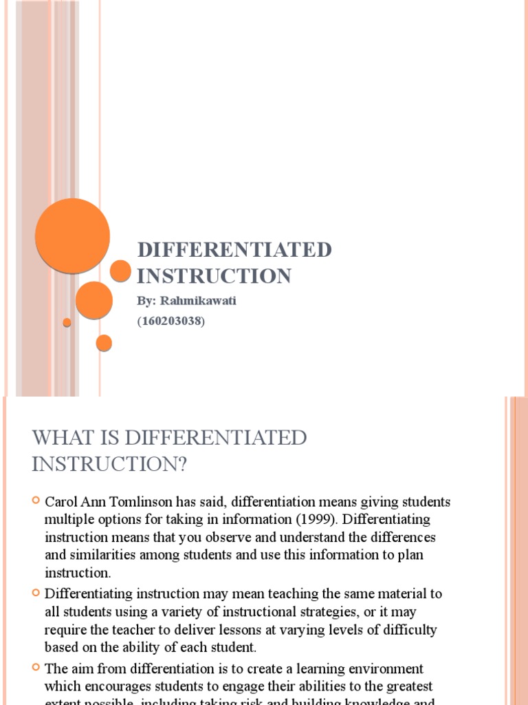 Differentiated Instruction: By: Rahmikawati (160203038) | PDF | Differentiated Instruction ...