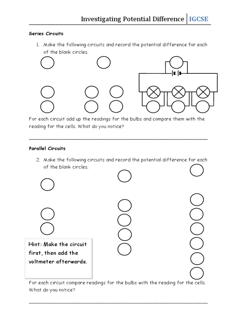 Investigating Potential Difference | PDF