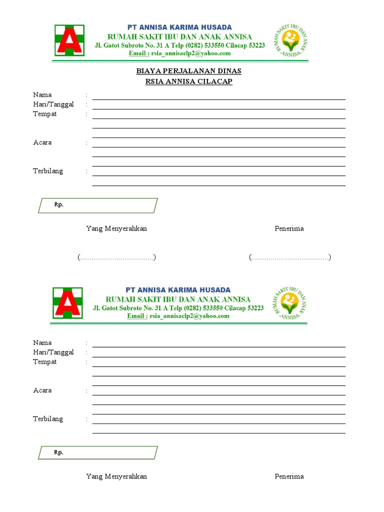 Form Perjalanan Dinas | PDF