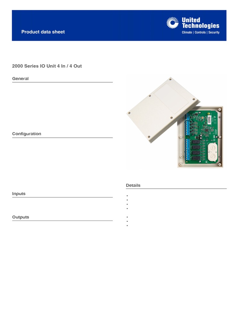 IO2034NC: 2000 Series IO Unit 4 in / 4 Out | PDF | Relay | Input/Output