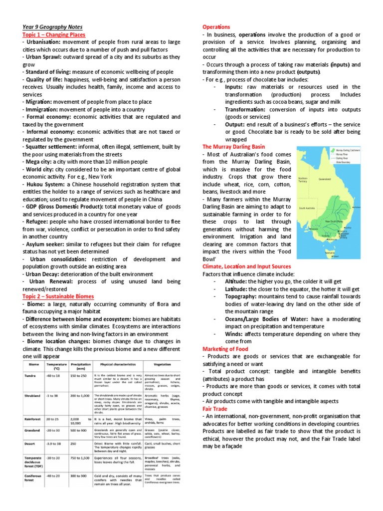 Year 9 Geography Notes | PDF | Beach | Biodiversity