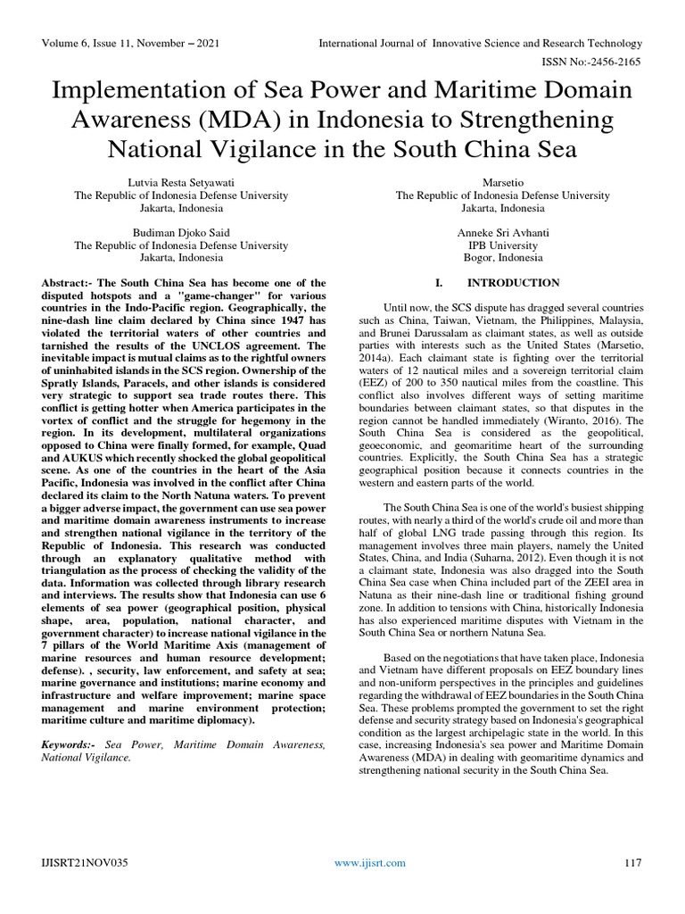 Implementation of Sea Power and Maritime Domain Awareness (MDA) in ...