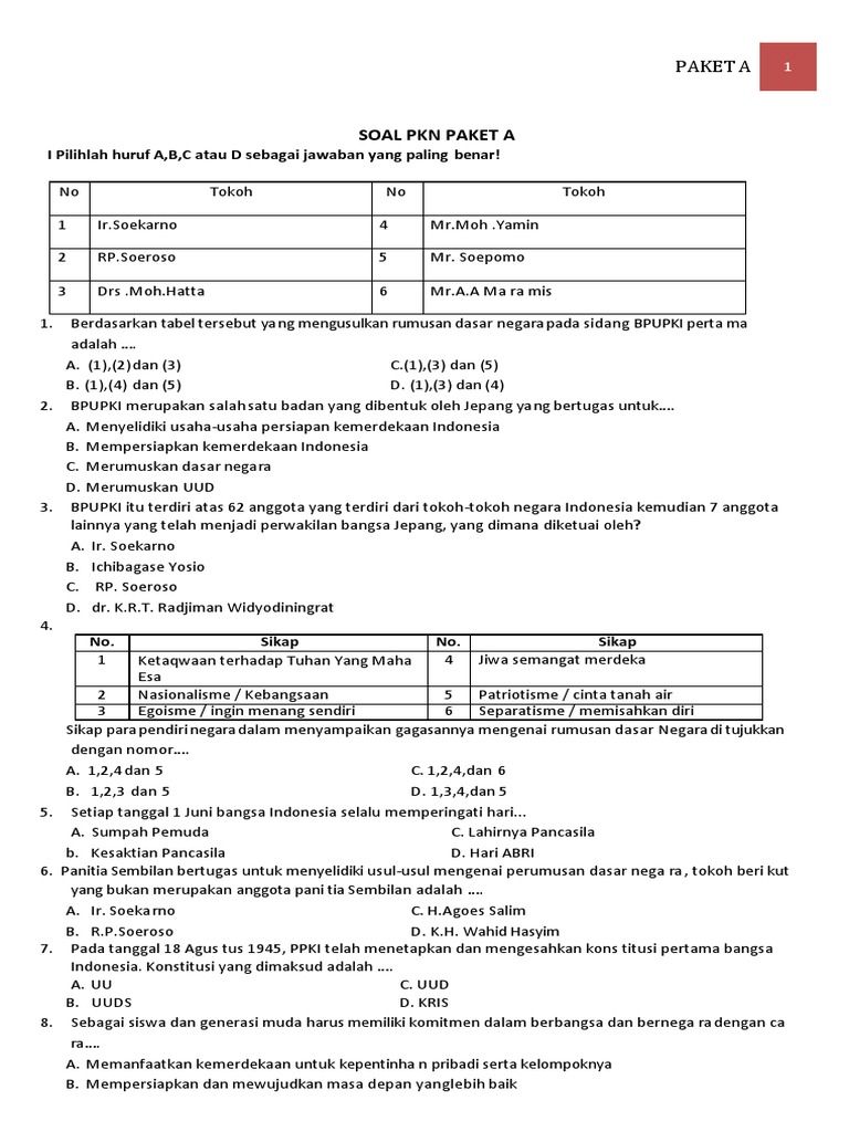 Soal Pas PKN 7 | PDF
