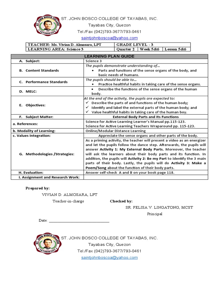 Science 3-9 DLP Second Quarter | PDF | Learning | Teachers