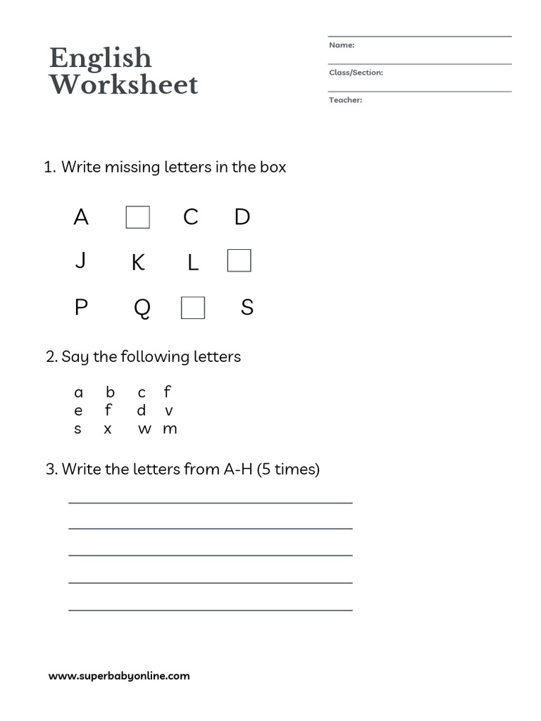 LKG English Worksheet Activities | PDF