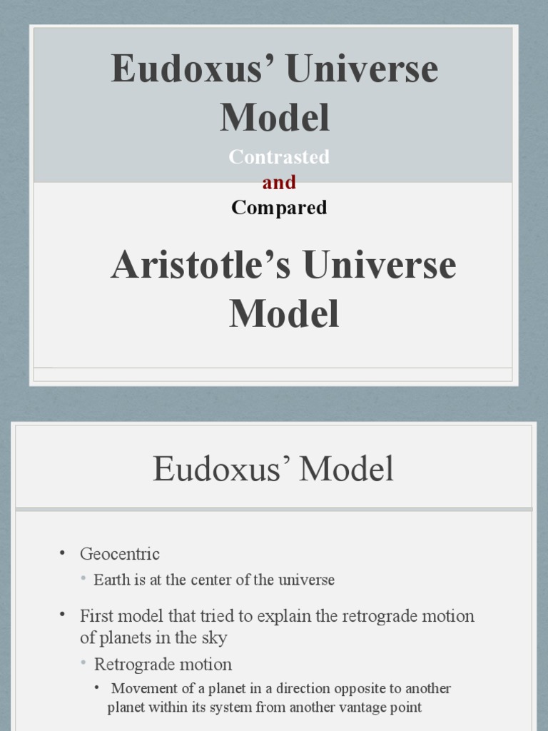Eudoxus vs. Aristotle's Universe Models | PDF | Science & Mathematics