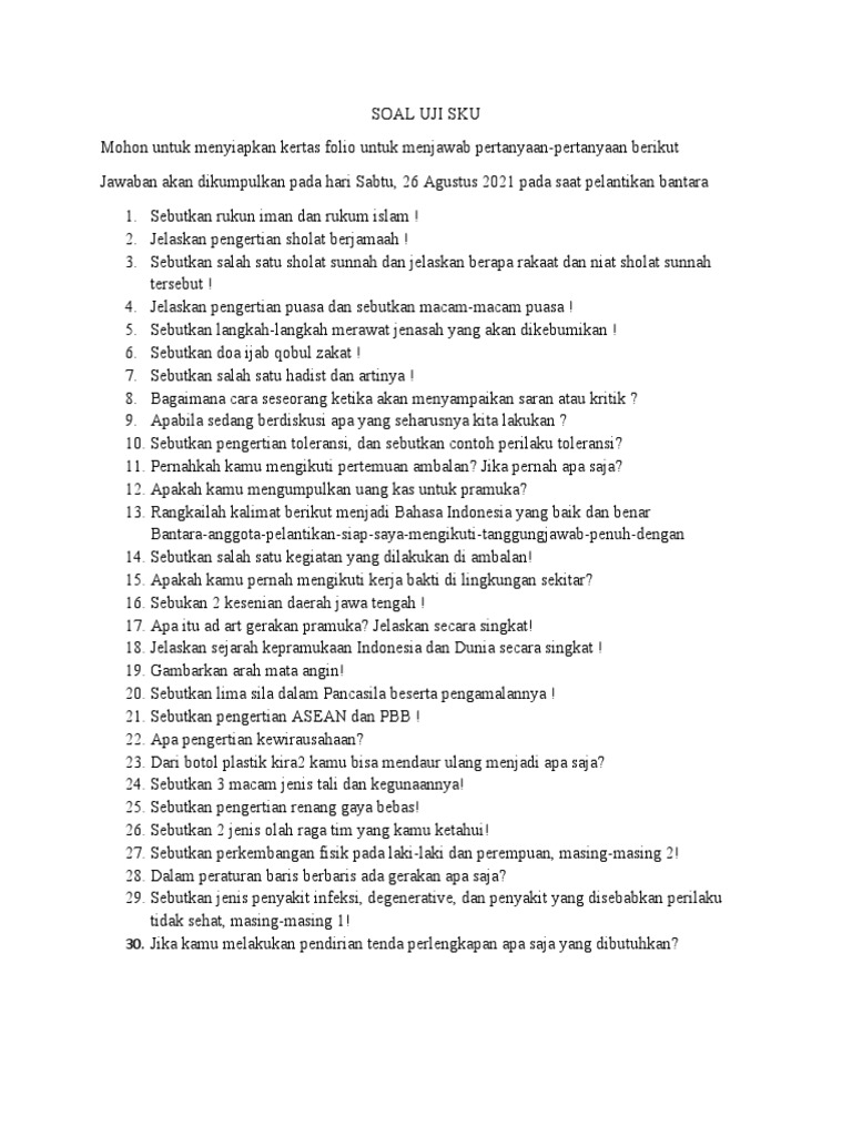 Soal Uji Sku | PDF