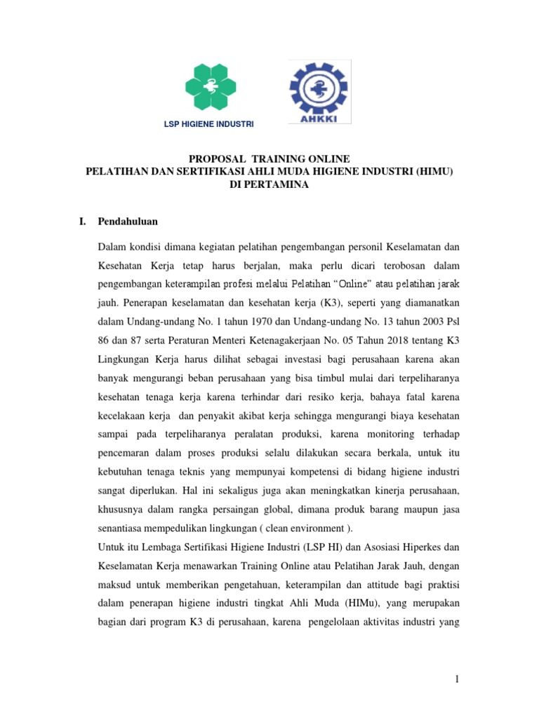 Proposal Training Online HIMu | PDF