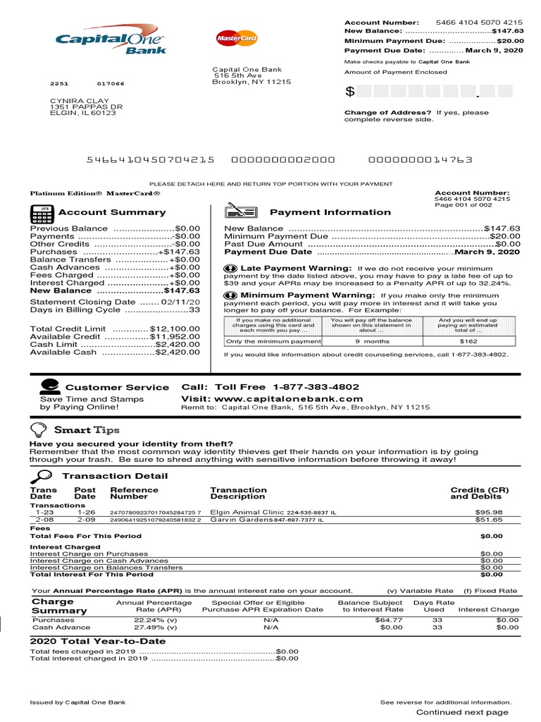 Capital One - 1 | PDF | Payments | Finance & Money Management